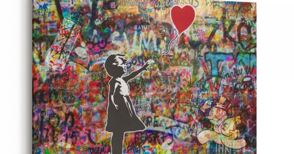 Girl with a Balloon Graffiti Wall Art