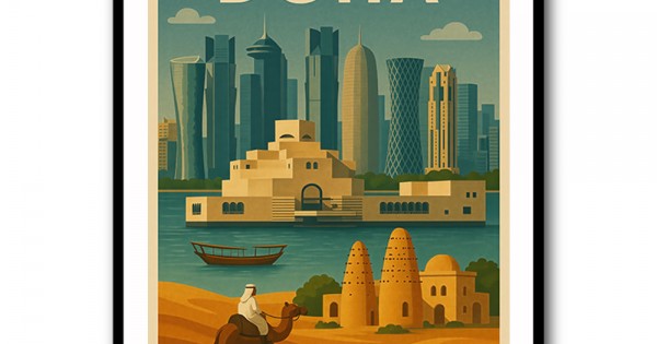 Doha Travel Poster 2 Wall Art