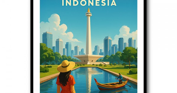 Jakarta Indonesia Travel Poster Wall Art