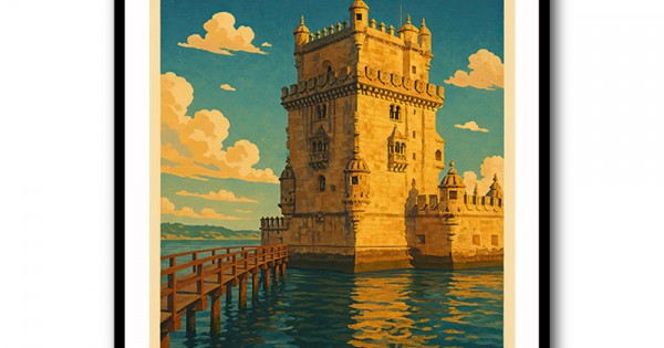 Belém Tower Lisbon Travel Poster Wall Art