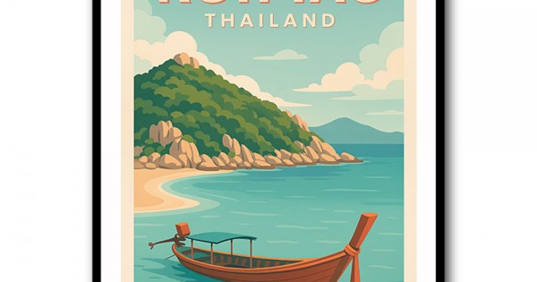 Koh Tao Thailand Travel Poster 1 Wall Art