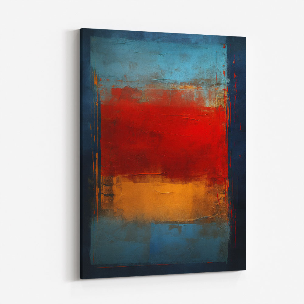 Blue, Red and Orange Rectangles Abstract In Rothko Style Wall Art