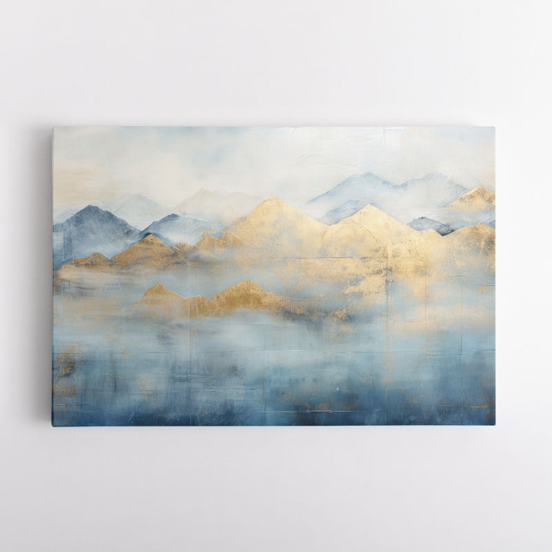 Gold Peaks On Blue 4 Abstract Wall Art
