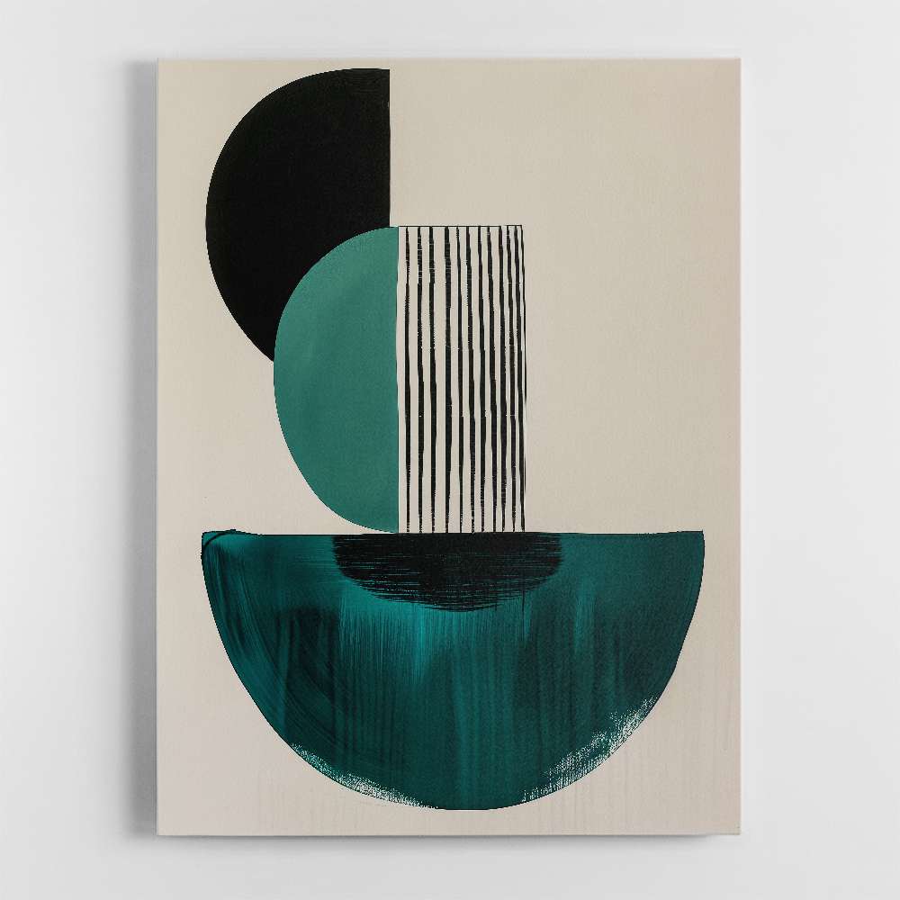 Midcentury Teal Geometric Shapes 4 Wall Art