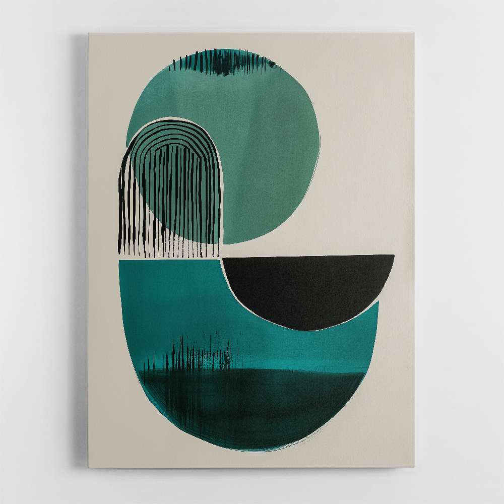 Midcentury Teal Geometric Shapes 9 Wall Art