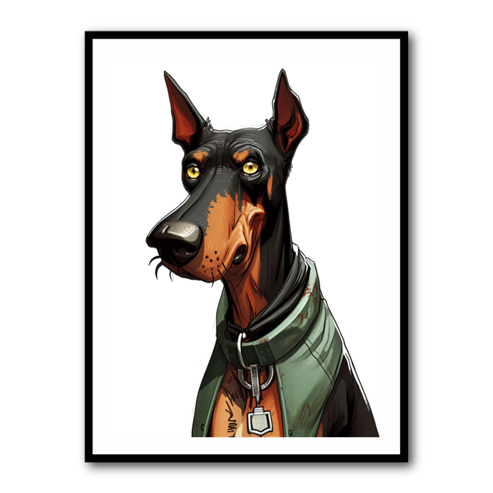 Doberman Cartoon 3 Wall Art