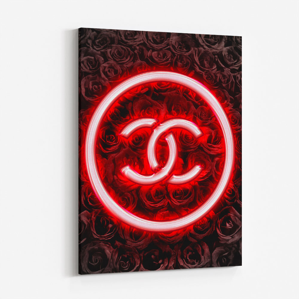 Chanel Logo Neon Style Wall Art