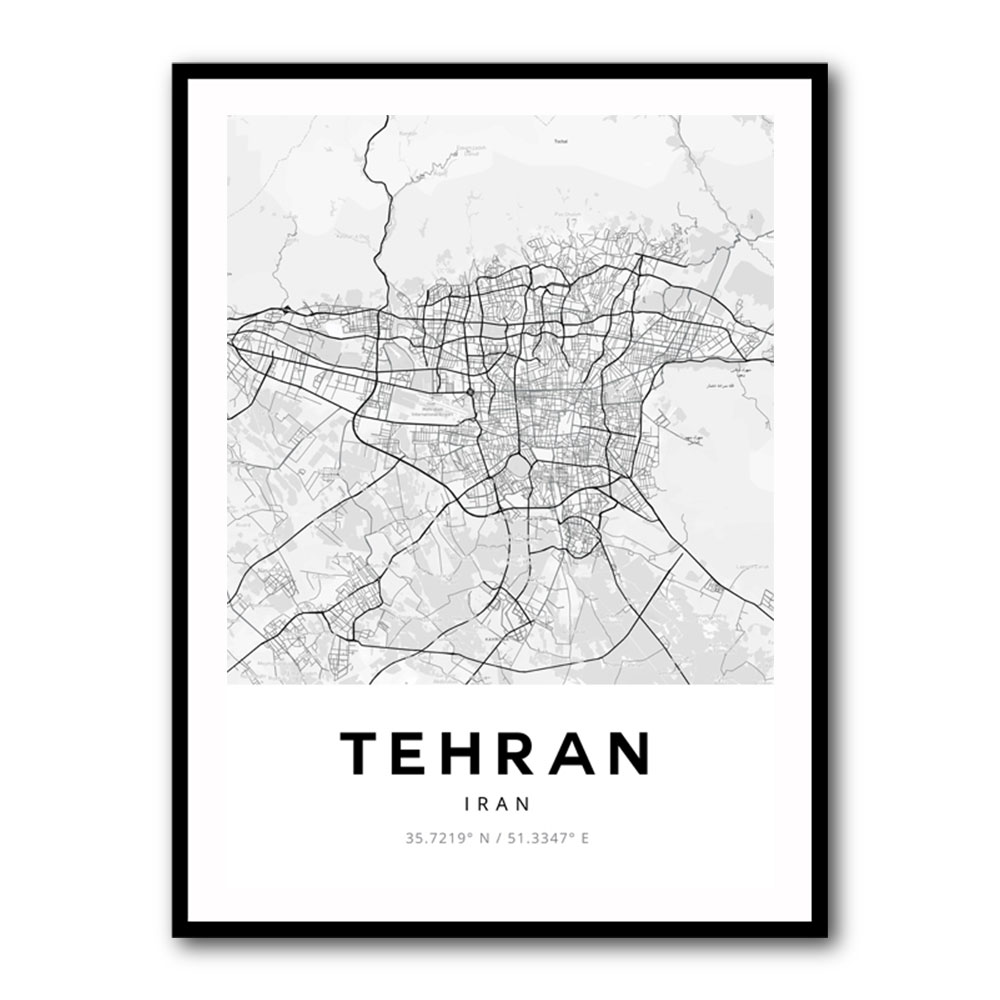 Tehran City Map Wall Art