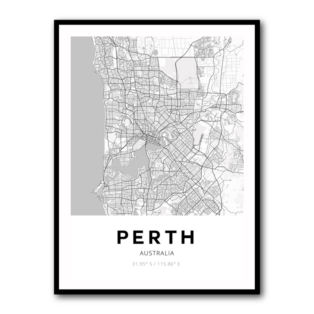 Perth City Map Wall Art
