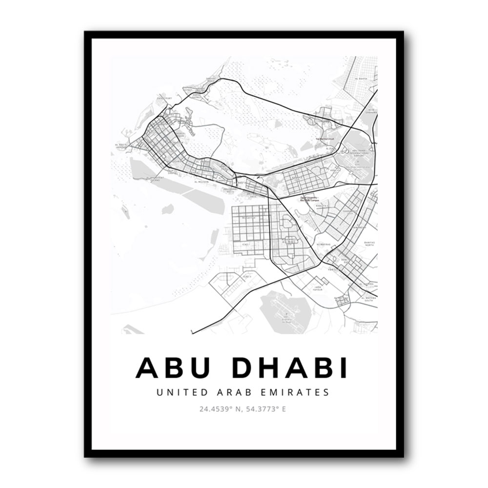 Abu Dhabi City Map Wall Art