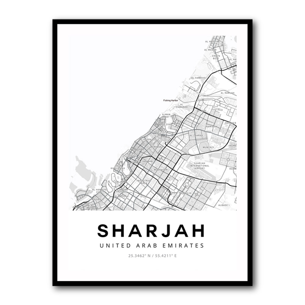 Sharjah City Map Wall Art