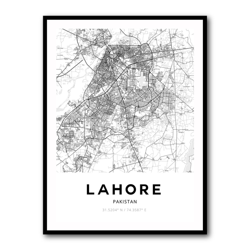 Lahore City Map Wall Art