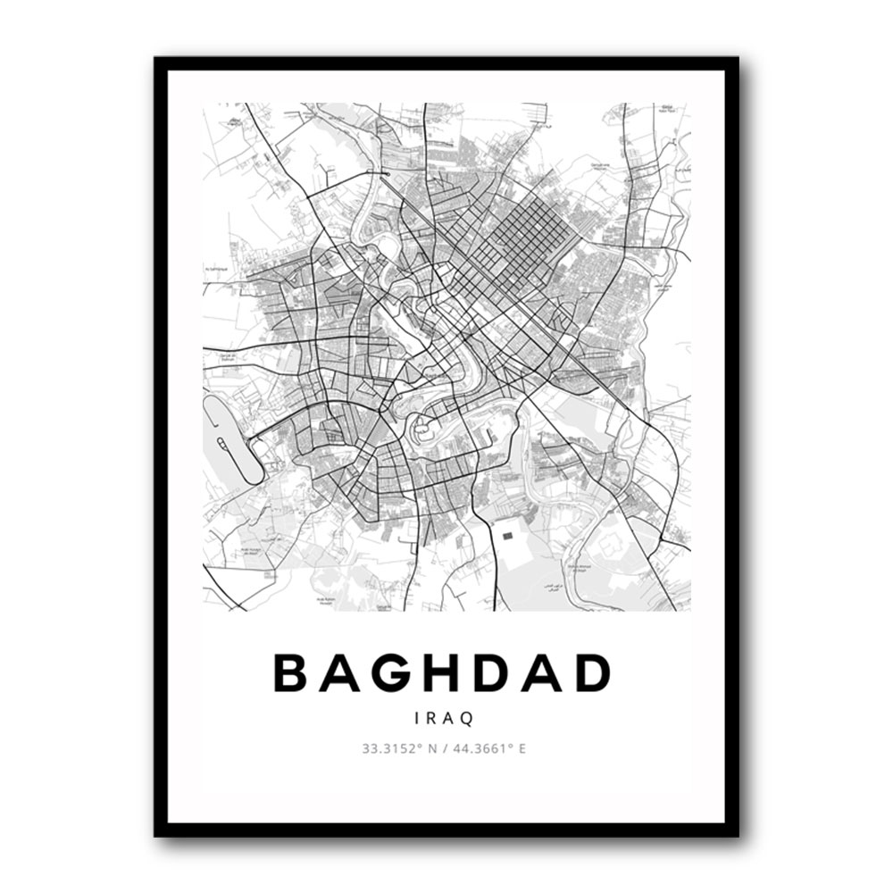 Baghdad City Map Wall Art