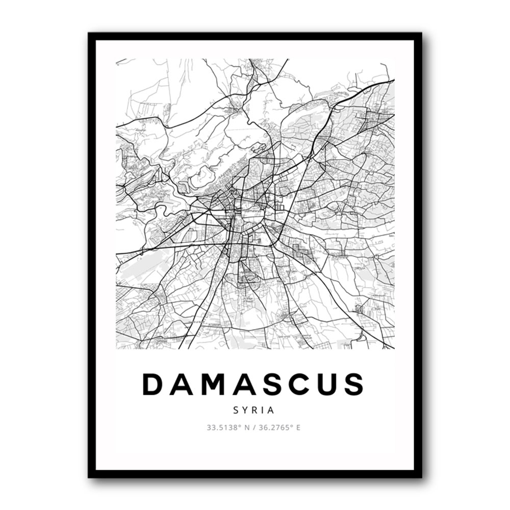 Damascus City Map Wall Art