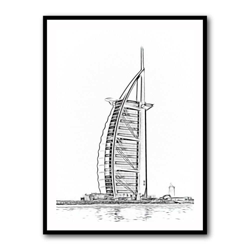 Burj Al Arab Pencil Drawing Wall Art