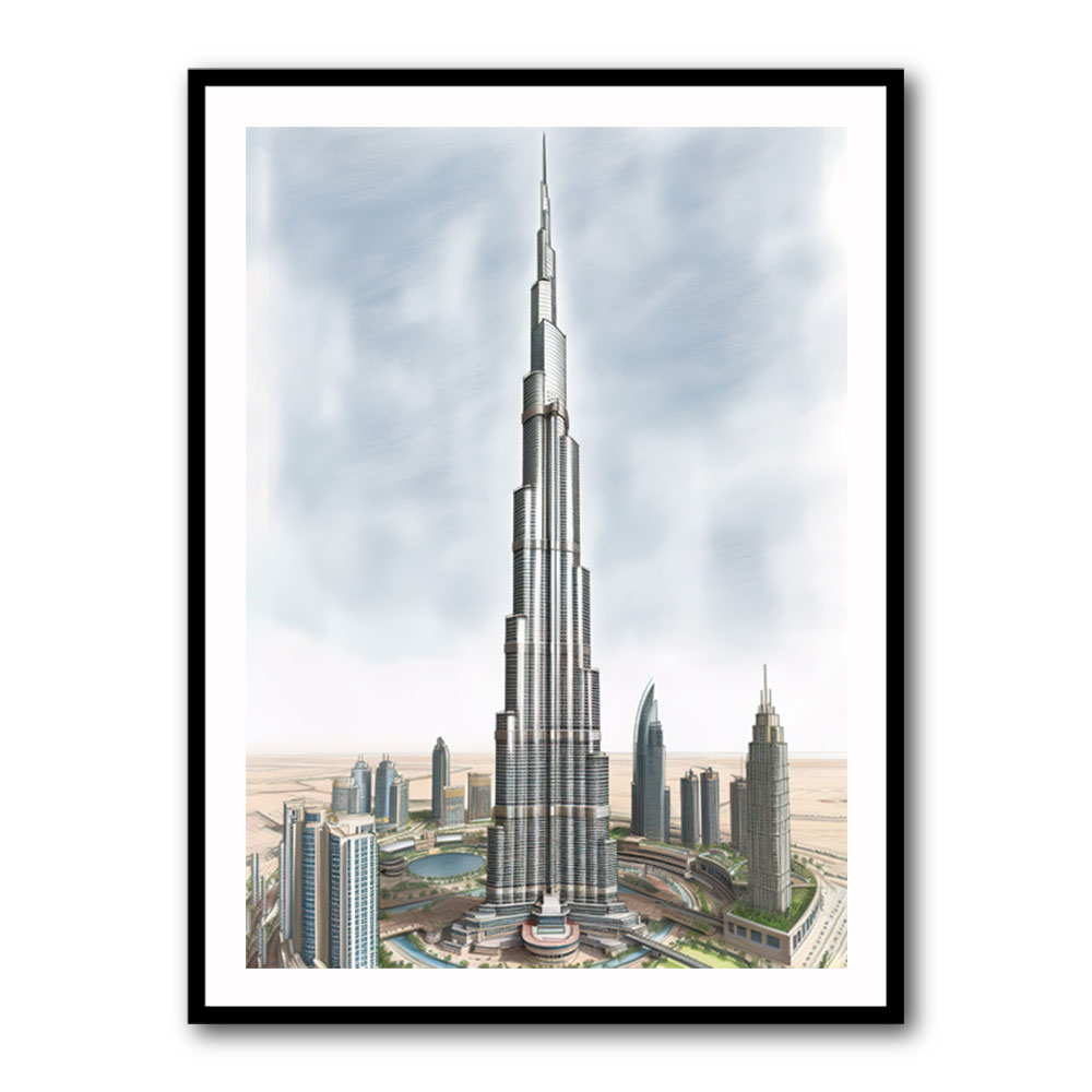 Burj Khalifa coloured Pencil Sketch Artwork