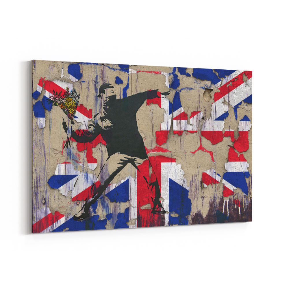 Banksy Flower Thrower Union Jack Wall Art